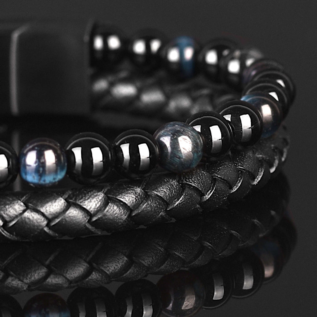 Eclipse - Explorer's Elegance, Leather Bracelet with Blue Tiger-Eye ...